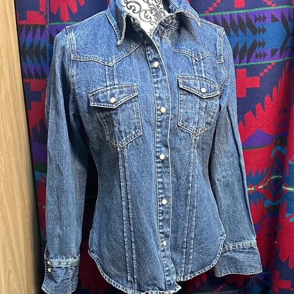 Arizona Jean Company | Tops | Arizona Jean Co Denim Western Shirt Sz L ...
